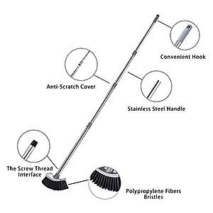 MEIBEI Hot Tub Scrub Brush with Long Handle -54", Stiff Bristles Grout Brush, Perfect for Cleaning Bathtub/Spa/Pond and Small Above Ground Pool