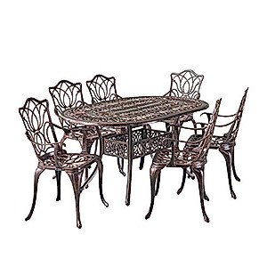 Christopher Knight Home Haitian Cast Aluminum Outdoor Dining Set, 7-Pcs Set, Copper