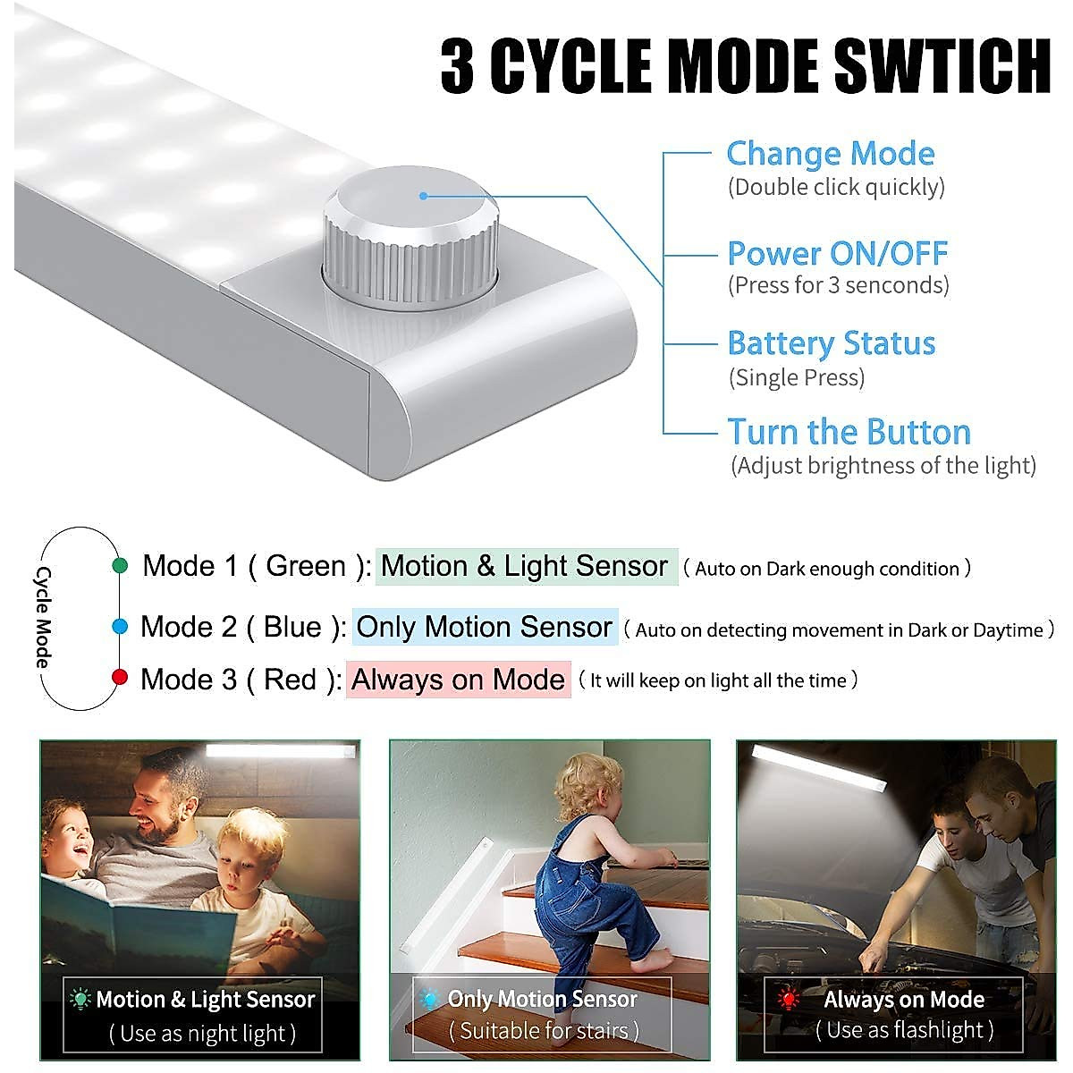 Lightbiz 78 LED Closet Light, Rechargeable Dimmable Motion Sensor Closet Light Wireless Under Cabinet Night Light with 3200mAh Large Battery for Cabinet, Wardrobe, Kitchen