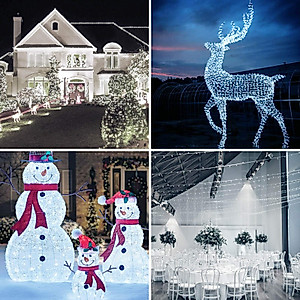 SANJICHAWhite Extra-Long 66FT String Lights Outdoor/Indoor, 200 LED Upgraded Super Bright Christmas Lights, Waterproof 8 Modes Fairy Lights for Garden Patio Party Wedding (Cool White)