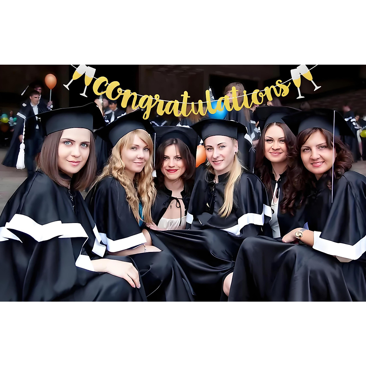 Congratulations Banner|Wedding|Anniversary|Graduation|Retirement Party Decorations Supplies Shimmering Gold Letters Banner Cheers