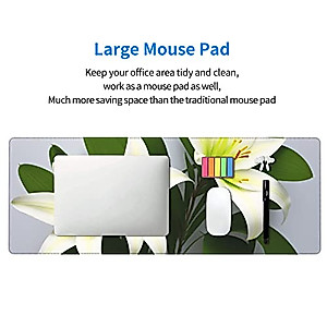 Lily Flowers Mouse Pads for Laptop and PC, 11.8"x31.5" Mouse Pad for Office and Cute Gaming Pads.