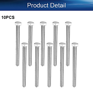 Yinpecly M8-1.25 x 100mm Hex Bolt Hex Flat Head Cap Bolts Screws for High-Pressure Flow Pump Impellers Silver 10pcs