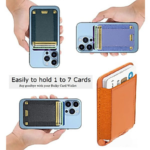 Tahamus Hold 1 to 7 Cards, Strong Magnetic Wallet Leather Card Holder for iPhone 14 13 12 Series, Compatible with Magsafe Wallet And Cases, (Black)