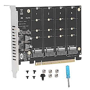 PCIE X16 Expansion Card, DC Power Chip Stable Operation M.2 NVME SSD to PCIE X16 Adapter Rugged Construction for Computers