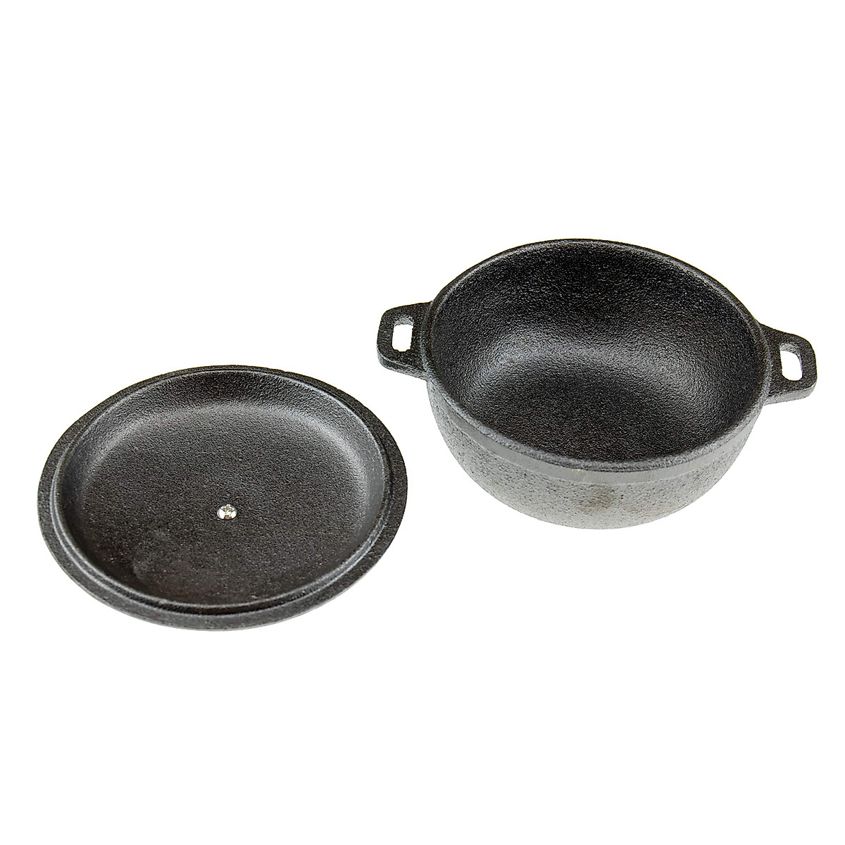 Heavy Duty Pre Seasoned Mini Cast Iron Dutch Oven Set of 3, Oven Safe Cooker, Black