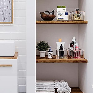 Hudgan 8 Pack Clear Plastic Drawer Organizers Set, Stackable Deep Drawer Organizer for Makeup Vanity and Desk, 2 Sizes Tall Bathroom Drawer Organizer