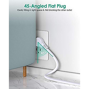 Power Strip with 4 Wide Outlets 3 USB Ports (1 USB C-PD) 5ft Flat Plug Extension Cords Compact for Travel, Cruise Must Haves, Dorm Room Essentials