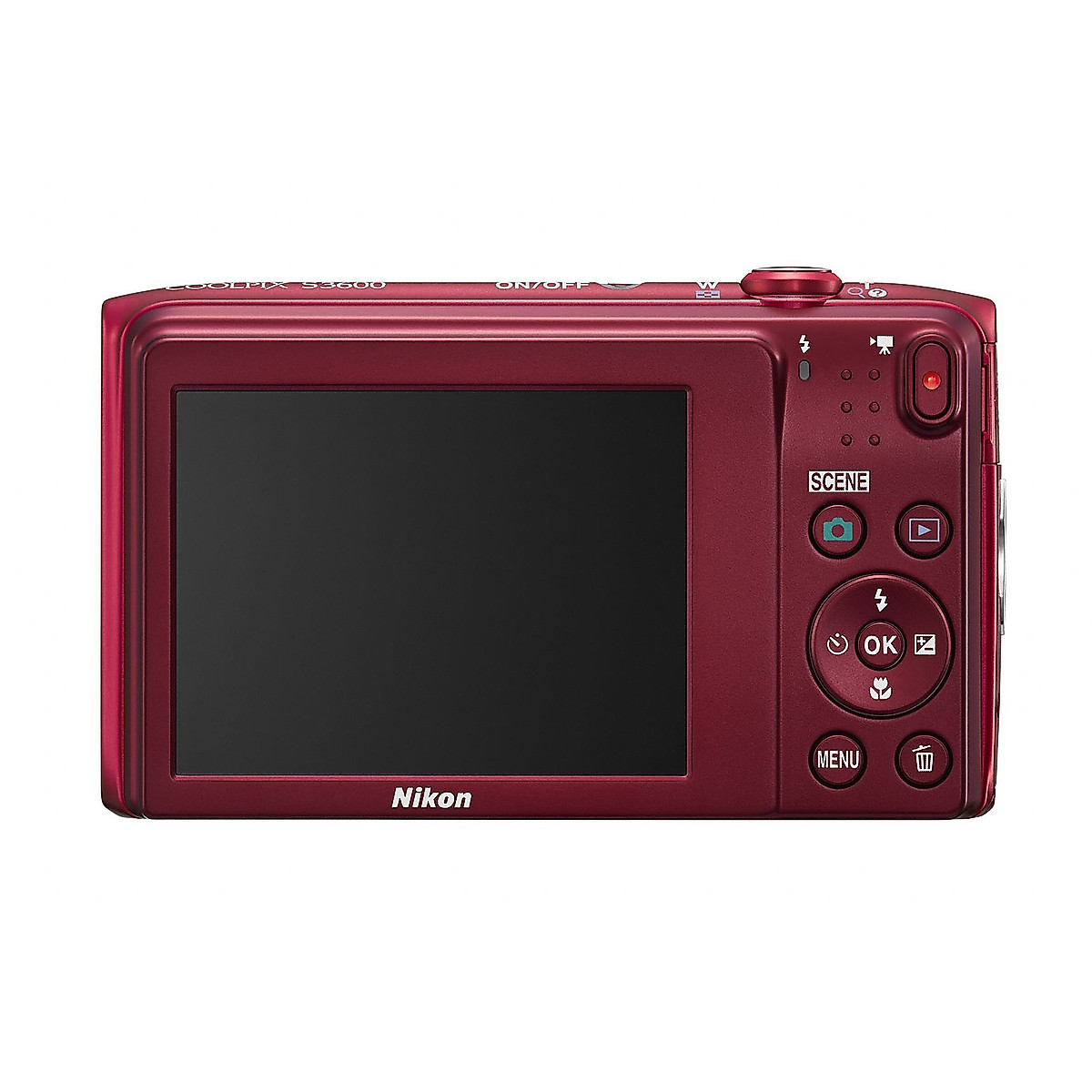 Nikon COOLPIX S3600 20.1 MP Digital Camera with 8x Zoom NIKKOR Lens and 720p HD Video (Red) (Discontinued by Manufacturer)