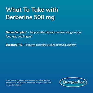 Euromedica Berberine 500 mg - 60 Capsules - Indian Barberry - Metabolic Support - Non-GMO, Vegan - 60 Servings