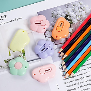Fengek 18 Pcs Mini Retractable Utility Knife Cloud Flower Pocket Box Cutters Plastic Letter Opener Slide Open with Keychain Hole for Box Letter Envelope, 2 Shapes 9 Colors