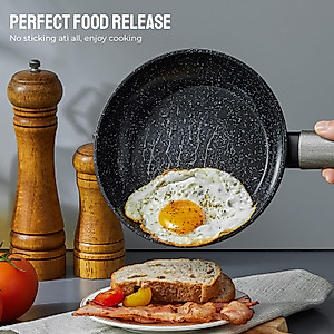 BEZIA Induction Cookware Set 15-Piece, Nonstick Pots and Pans Set, Non Stick Kitchen Cooking Cookware Set with Stay-Cool Bakelite Handle, Dishwasher Safe, Compatible with All Stoves, Black