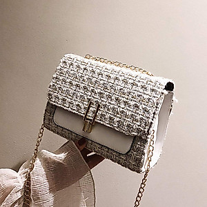 BOLUBILUY Women's Elegant Messenger Bag,Fashion Button Woolen Simple Design Chain Shoulder Bag Messenger Bag Purse Phone