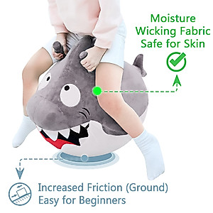 iPlay, iLearn Bouncy Pals Kids White Shark Hopper Ball, Toddler Ride on Bounce Toy, Outdoor Inflatable Jumping Animal W/Handle, Bouncing Hop Jumper, Birthday Gifts for 2 3 4 5 Year Old Boy Girl