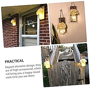 Housoutil Decorative Wood Panel Lights Table Top Decor Outdoor Wall Light Outdoor Candle Solar Powered Jar Lights Wall Art Mason Jar Lights Rustic Sconces Retro Wall Lamp Wall Hanging Light