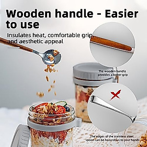 SMARCH Overnight Oats Jars with Lid and Spoon Set of 2, 16 oz Large Capacity Airtight Oatmeal Container with Measurement Marks, Mason Jars with Lid for Cereal On The Go Container (grey)