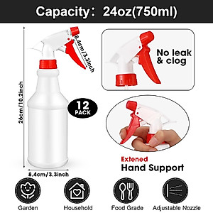 Gerrii 12 Pcs 24 Oz Plastic Spray Bottle, Leak Proof Empty and Reusable for Cleaning, Water, Auto Details or Bathroom and Kitchen, Commercial and Residential (Multicolor)