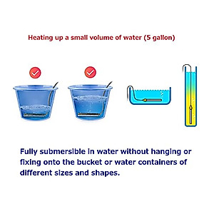 1000W Stainless Steel Fully Submersible Bucket Water Heater, 100% Waterproof, Heating a Small Volume of Water, Slim Design, Easy Carry Handle, Simple to use