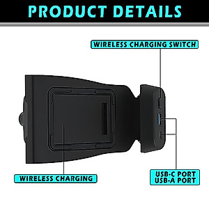 Wireless Phone Charging Plate, Vehicle Inner Central Box Charger Accessory with USB Port, Compatible with Volvo XC90 XC60 S90 S60 V90 V60, Plug & Play Easy Installation