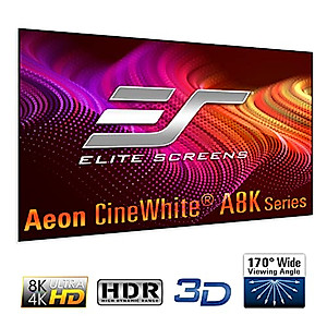 Elite Screens Aeon CineWhite A8K, 150" Diag, 16:9 Aspect Ratio, ISF Certified 8K Ultra HD Home Theater Fixed Frame Edge Free Projection Sound Transparent Perforated Weaved Screen, AR150H-A8K