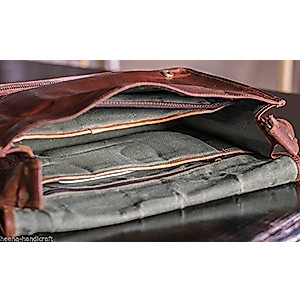 VC VINTAGE COUTURE 18 inch Leather Full Flap Messenger Handmade Bag Laptop Bag Satchel Bag Padded Messenger Bag Brown (Brown)