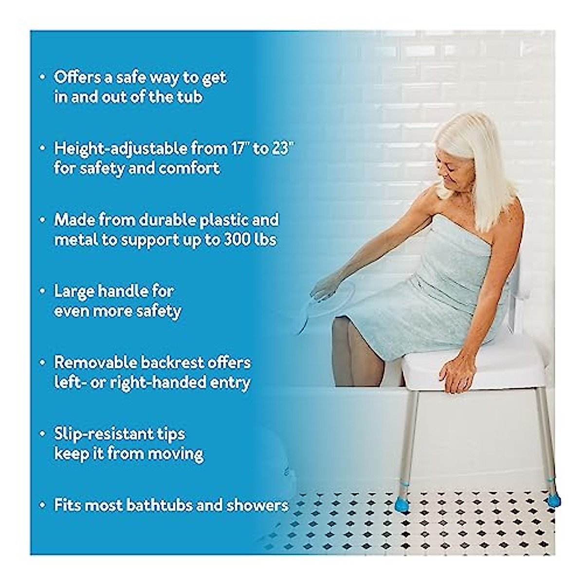 Carex Easy Transfer Shower Bench - Shower Chair for Elderly and Tub Transfer Bench for Bathtub, Shower Transfer Bench, Transfer Tub Bench with Back, Tub Bench Transfer Seat