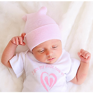 Nurses Choice 5 Piece Hospital Hat & Mitten Set for Newborn Baby (Girl)
