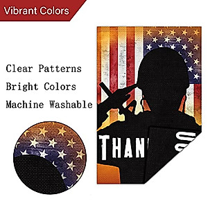 Louise Maelys Patriotic Memorial Day USA Garden Flag 12x18 Double Sided Vertical, Small Burlap Thank you Military Soldiers Garden Yard Flags Banner, Independence Day Outdoor House Decorations (ONLY FLAG)