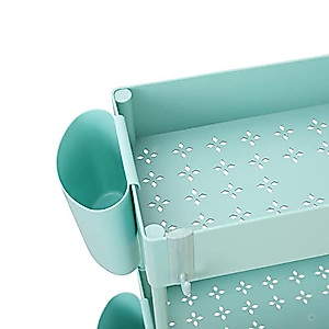 JAKAGO 6-Pack Little Hanging Bucket - Hanging Cup Holder for Rolling Cart Shelf Wall Storage Box for Kitchen Living Room Bathroom Desktop Cleaning Trash Can(Teal)