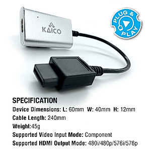 Kaico Wii to HDMI Adapter for Nintendo Consoles, Supports Component Output - Plug & Play – NTSC & PAL