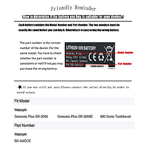 Estry 2.4V BK-4MCCE Battery Replacement for WATERPlK Sensonic Plus SR-3000 Sensonic Plus SR-3000E 900 Sonic Toothbrush BK-4MCCE Battery