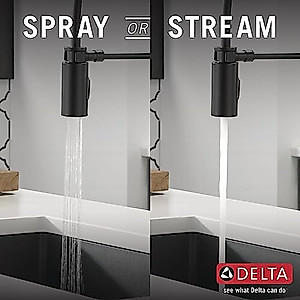 Delta Faucet Antoni Black Kitchen with Pull Down Sprayer, Commercial Style Sink Faucet, Faucets for Sinks, Single-Handle, Magnetic Docking Spray Head, Matte 18803-BL-DST