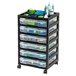 IRIS USA 6-Tier Scrapbook Rolling Storage Cart with Organizer Top White Frame with 6 Clear Scrapbooking Drawer Cases, 1-Pack & IRIS USA 150816 IRIS 6-Drawer Scrapbook Cart with Organizer Top, Black