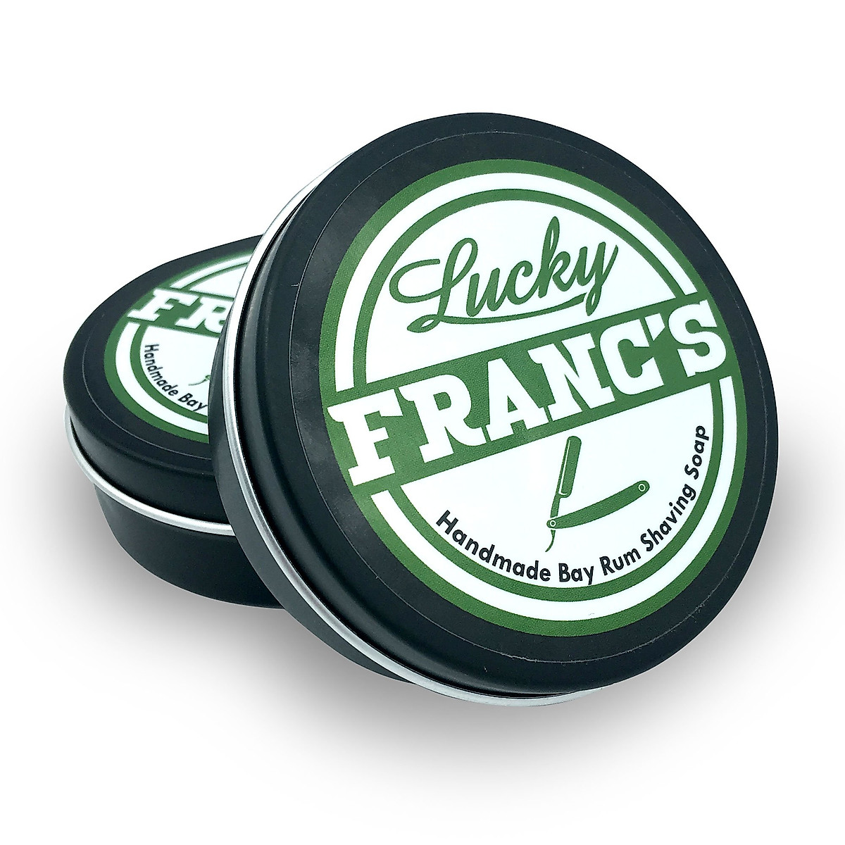 Lucky Franc's BayRum Shaving Soap - Premium Luxury Bay Rum Shave Soap for Men - Natural Shea Butter, Argan Oil, Kaolin, & Aloe - Barber Quality Lather 4oz Shaving Soap Puck - Shaving Soap Made In USA