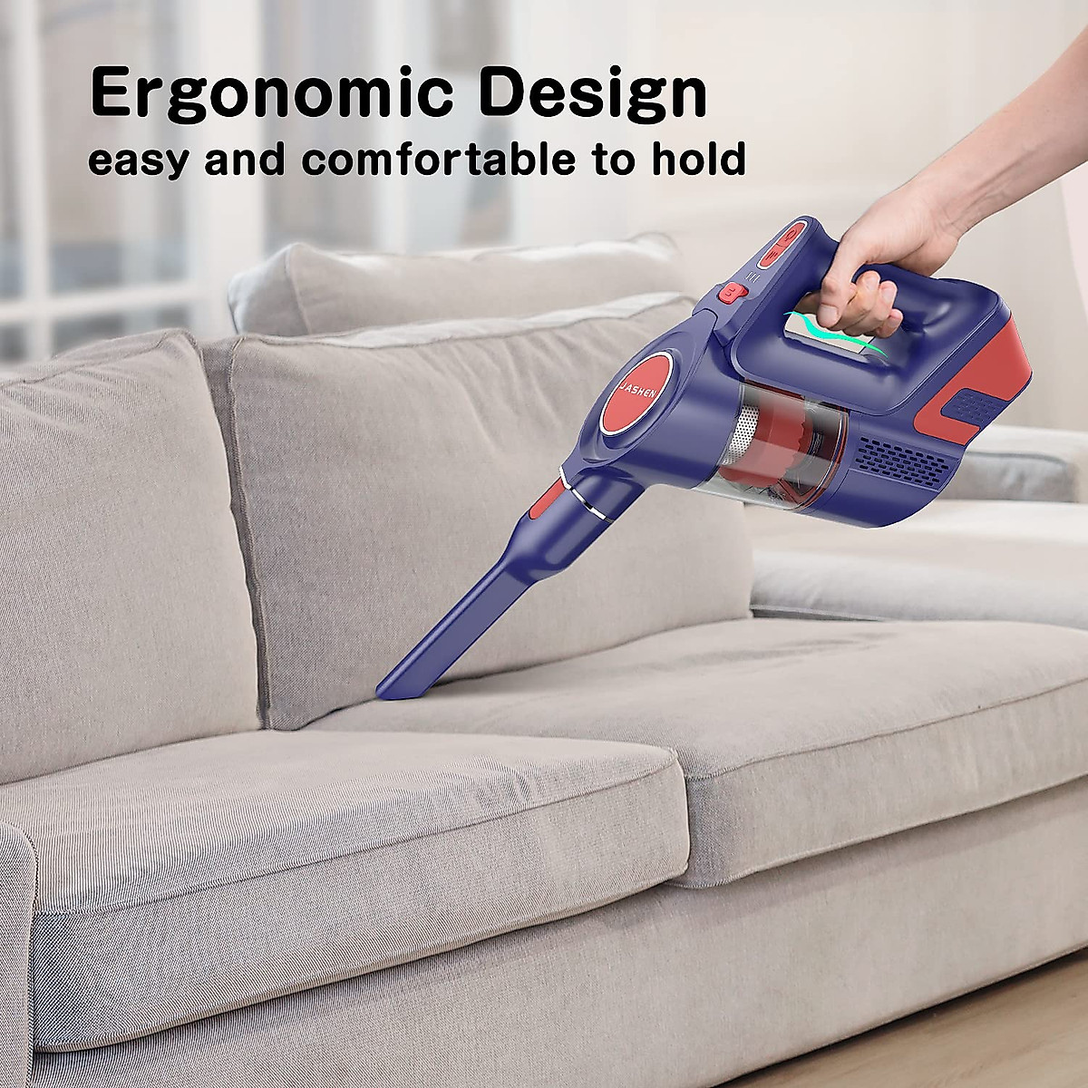 JASHEN D18 Cordless Vacuum Cleaner, Smart Stick Handheld Vacuum with 23kPa Powerful Suction, 250W Brushless Motor, 8-in-1 Portable Lightweight Vac for Hard Floor, Pet Hair, Carpet and Car