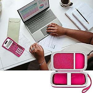 Case Only Compatible with Texas Instruments TI-30XIIS Scientific Calculator, Travel Office Calculators Storage Holder Bag with Extra Mesh Pocket for Pens, USB Cables and Accessories (Bag Only) - Red