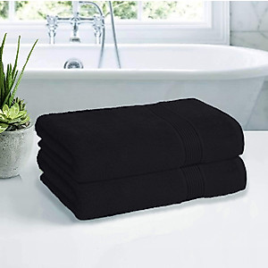 Belizzi Home Cotton 2 Pack Oversized Bath Towel Set 28x55 inches, Large Bath Towels, Ultra Absorbant Compact Quickdry & Lightweight Towel, Ideal for Gym Travel Camp Pool - Black