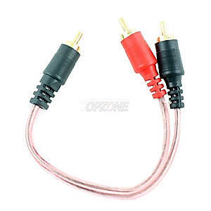 Topzone 3" RCA Plug to 2 RCA Plugs Cable, 24k Gold Plated