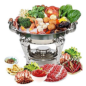 Cutycaty Chafing Dish Buffet Set Stainless Steel Roll Top, Heat Container Food Warmer Round Dish Set, Round Warming Container Dinner Serving Buffet Warmer Fits Weddings Buffets