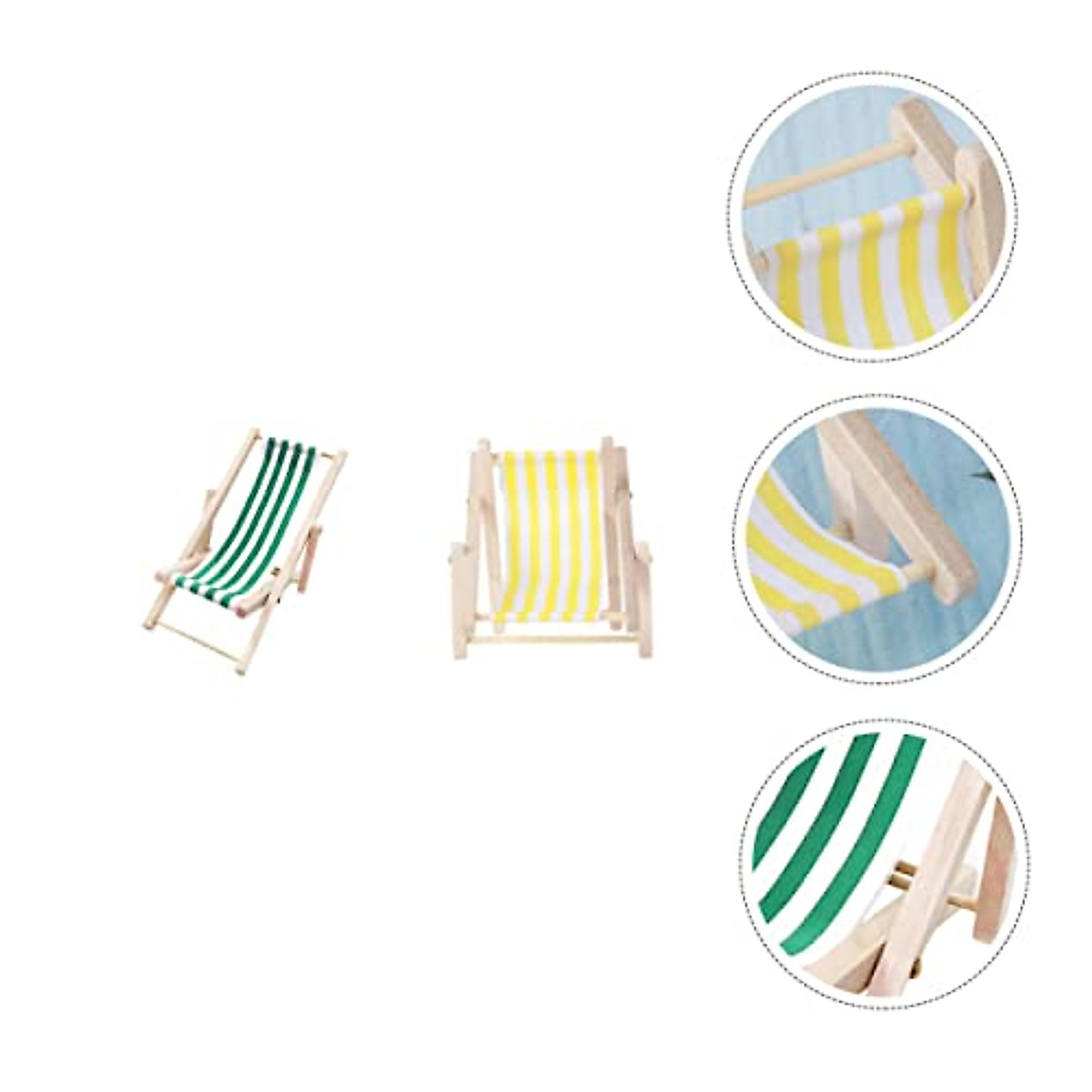Homoyoyo 2pcs Deck Chair Model Mini Folding Chair Decorative Outdoor Decor Outdoor Tables and Chairs Mini Deck Chair Mini Foldable Recliner Mini Furniture Simulation Recliner Model Green