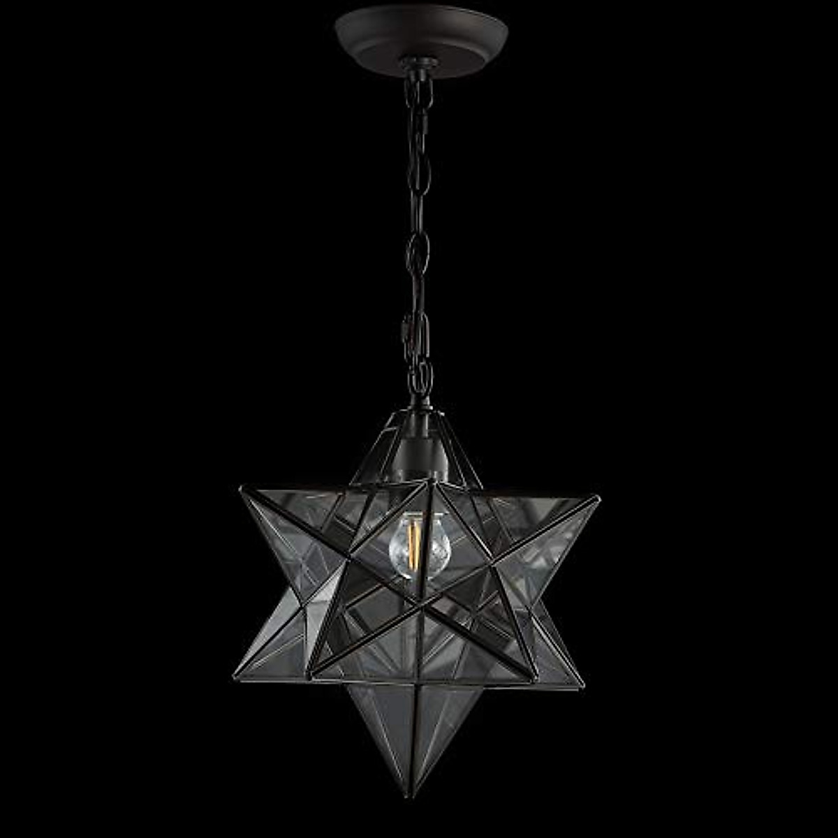 JONATHAN Y JYL9035C Stella 12" Moravian Star Metal/Mercury Glass LED Flush Mount Glam Dimmable for Kitchen Hallway Bathroom Stairwell, Oil Rubbed Bronze/Clear