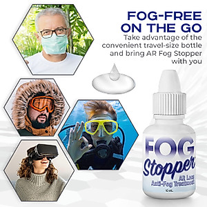 ULTRAVUE Fog Stopper Anti-Fog Drops Treatment - Effective On All Lenses (AR Coated Included) and Screens - Prevents Fogging on Eyeglasses, Goggles, PPE and More - Stay Fog Free for Days - Made in USA