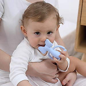 AnjeeIOT Baby Teething Toys, Food Grade Liquid Silicone Baby Teether (Blue)