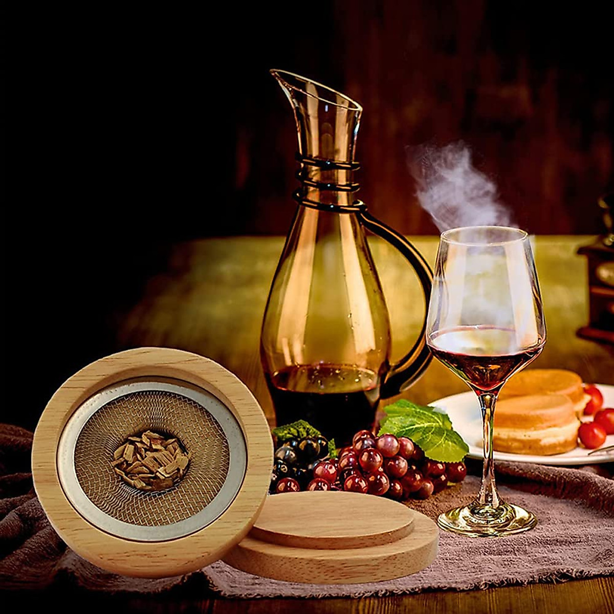 DUEBEL Cocktail Smoker Kit, Smoky Cocktail Lid with 4 Flavored Wood Chips and 1 Musket, Chimney Drink Smoker for Whiskey, Bourbon Old Fashioneds | Gift for Whiskey Lovers, Dad, Husband