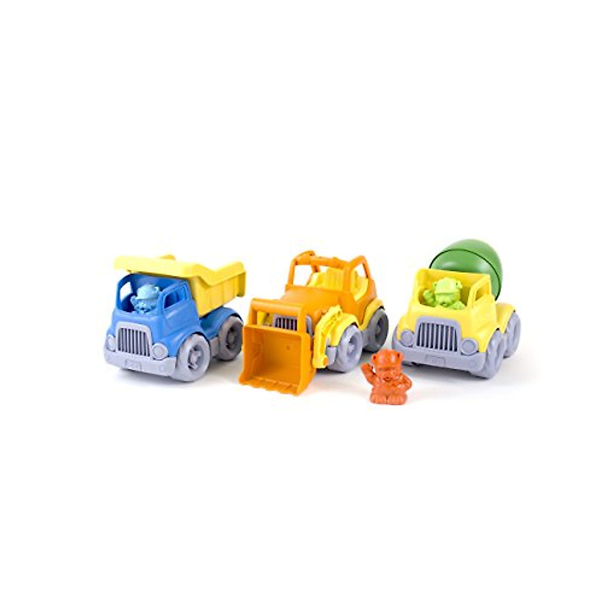 Green Toys Construction Vehicle Set, 3-Pack - Pretend Play, Motor Skills, Kids Toy Vehicles. No BPA, phthalates, PVC. Dishwasher Safe, Recycled Plastic, Made in USA.