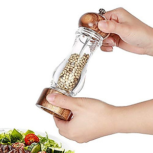 KKC HOME ACCENTS Wooden Sea Salt Grinder,Salt Mill,Coarse Salt Grinder,Wood and Acrylic,Refillable Salt Grinder Mill for Pink Himalayan Salt or Pepper,Adjustable Coarseness Fine to Coarse,8 inch