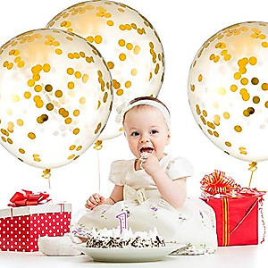 10 Pieces 18 Inch Glitter Confetti Balloons Paper Dots Confetti Balloons Shiny Confetti Latex Large Balloons for Birthday Wedding Party Decorations (Gold)