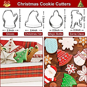 16 Pcs Christmas Cookie Cutters, Holiday Cookie Cutters Metal Cookie Cutters Including Gingerbread Man Snowflake Christmas Tree Reindeer and More