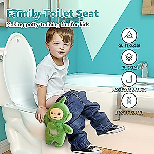 Elongated Toilet Seat with Toddler Seat Built In, Slow Close, Quick Release, Never Loosen, Heavy Duty, White