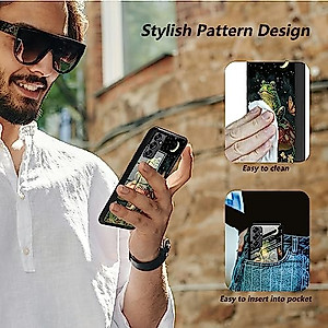 Galaxy A14 5G Phone Case for Samsung Galaxy A14 5G Case Tempered Glass Black Cover with Mushroom Frog Design for Women Men Anti-Scratch Shockproof Protection Case for Samsung A14 5G 2023 6.6 inch